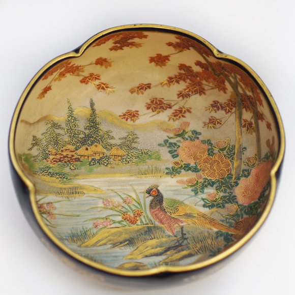 Satsuma | Other | Japanese Godu Blue Satsuma Bowl Meiji Period Antique ...